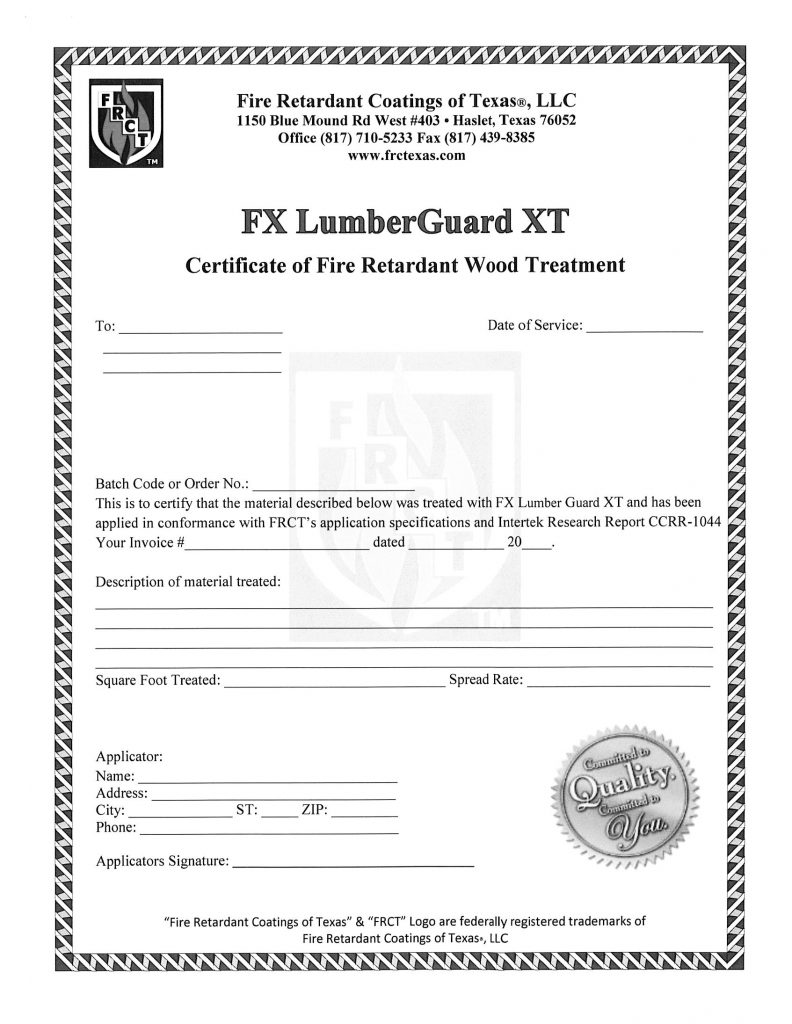 Certificate of Treatment - Accutreated